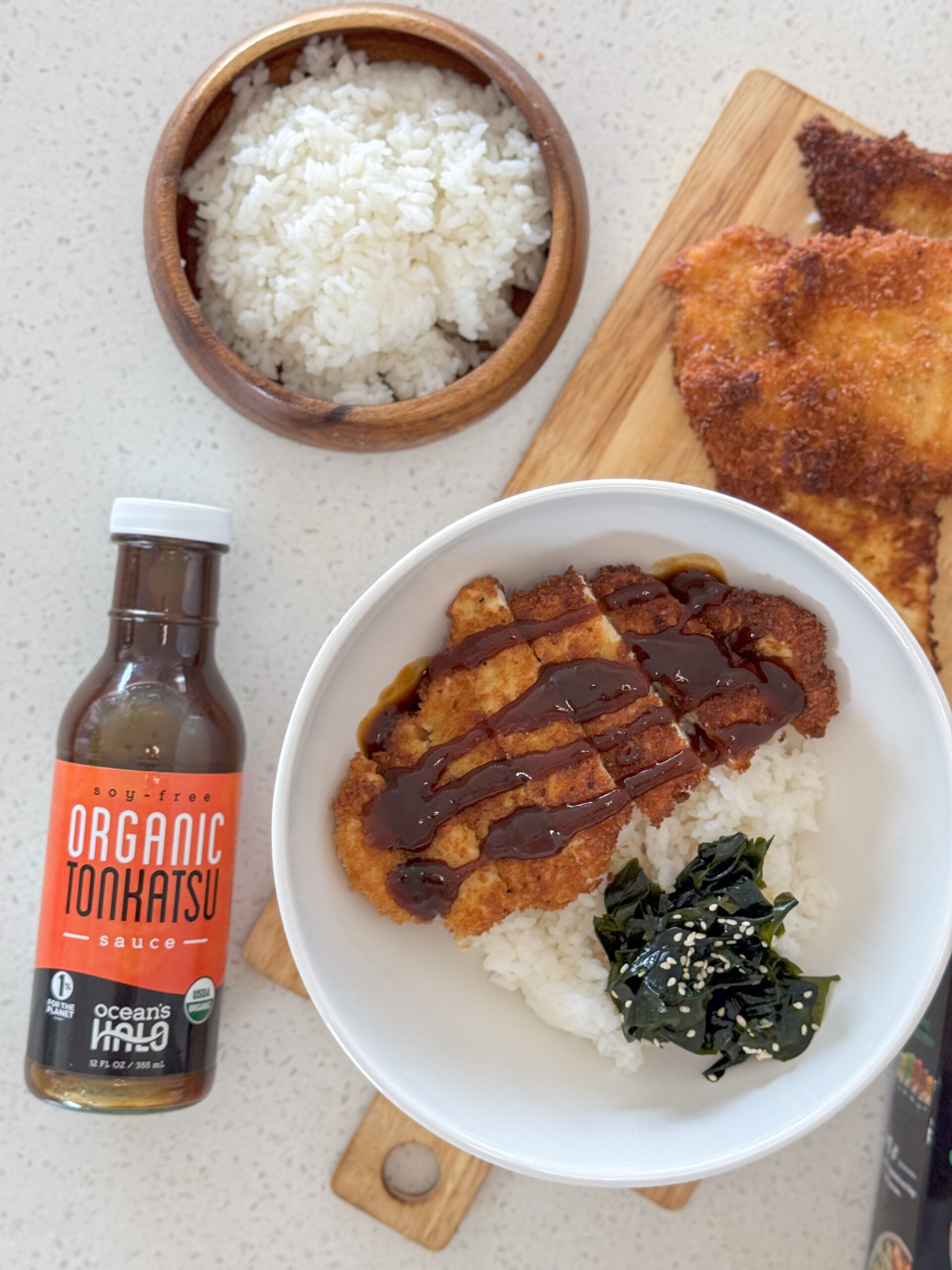 Chicken Katsu over rice with Tonkatsu Sauce - Ocean's Halo